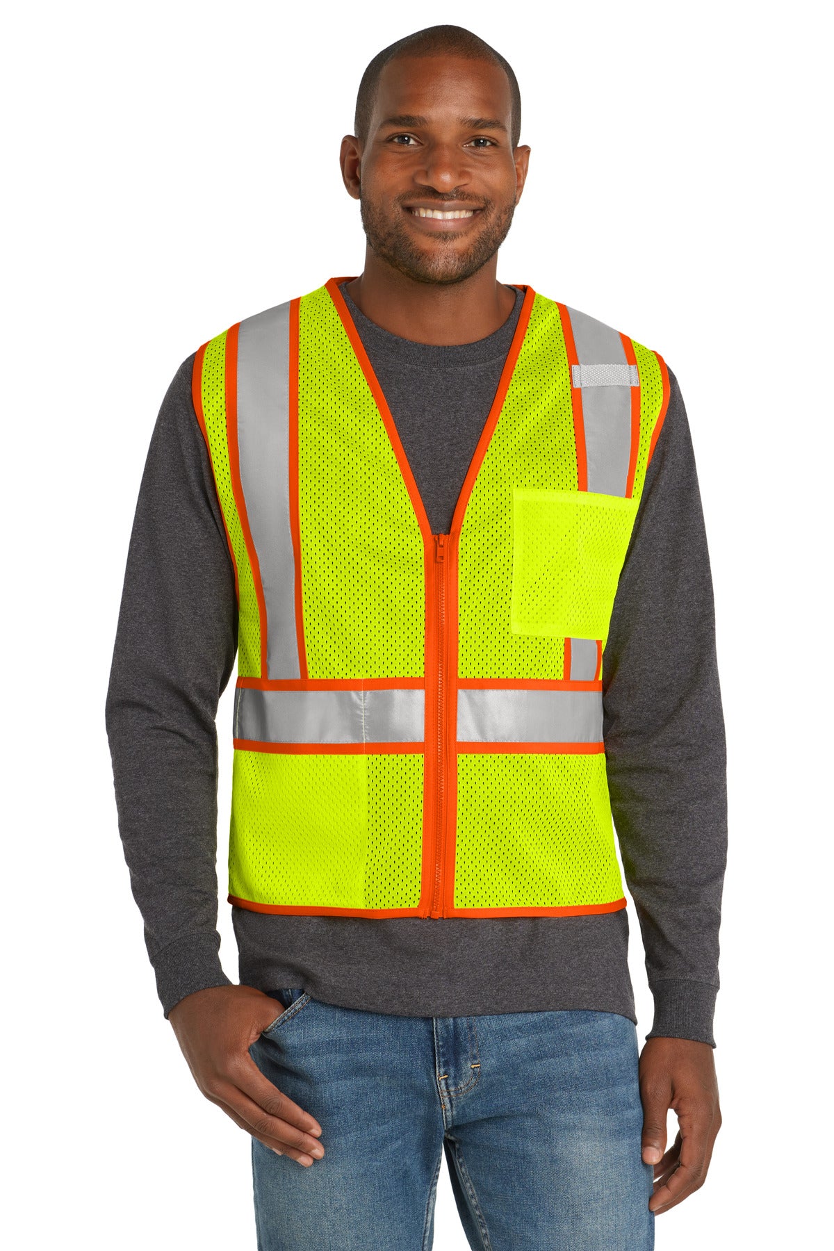 CornerStone ANSI 107 Class 2 Mesh Zippered Two-Tone Vest. CSV103 ...