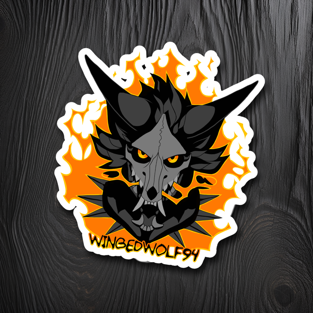 wingedwolf94 - Fire Skulldog Sticker – Crowdmade